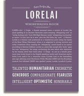 Lorelai Personalized Name Meaning Art Prints – Name Stories