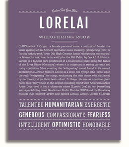 Lorelai Personalized Name Meaning Art Prints – Name Stories