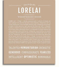Lorelai Personalized Name Meaning Art Prints – Name Stories