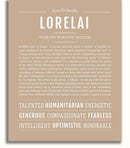 Lorelai Personalized Name Meaning Art Prints – Name Stories