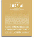 Lorelai Personalized Name Meaning Art Prints – Name Stories