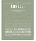 Lorelei Personalized Name Meaning Art Prints – Name Stories
