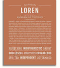 Loren Personalized Name Meaning Art Prints – Name Stories