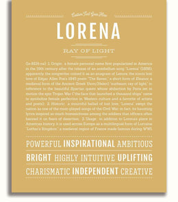Lorena Personalized Name Meaning Art Prints – Name Stories