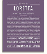 Loretta Personalized Name Meaning Art Prints – Name Stories