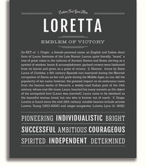 Loretta Personalized Name Meaning Art Prints – Name Stories