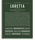 Loretta Personalized Name Meaning Art Prints – Name Stories