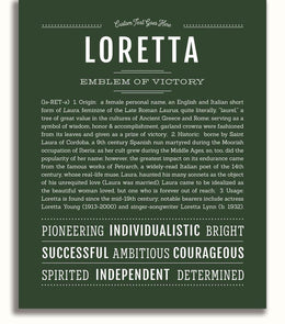 Loretta | Name Art Print – Name Stories