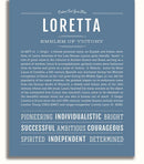 Loretta Personalized Name Meaning Art Prints – Name Stories