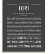 Lori | Name Art Print – Name Stories