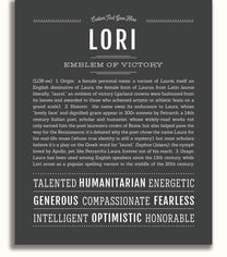 Lori | Name Art Print – Name Stories