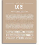 Lori | Name Art Print – Name Stories