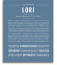 Lori Personalized Name Meaning Art Prints – Name Stories