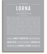 Lorna Personalized Name Meaning Art Prints – Name Stories