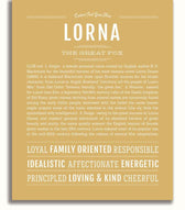 Lorna Personalized Name Meaning Art Prints – Name Stories