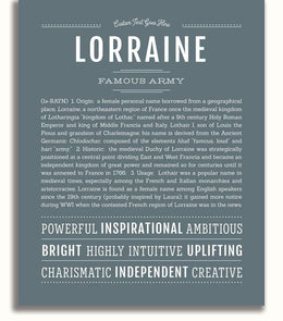 Lorraine Personalized Name Meaning Art Prints – Name Stories