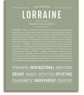 Lorraine Personalized Name Meaning Art Prints – Name Stories