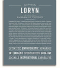 Loryn Personalized Name Meaning Art Prints – Name Stories