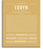 Loryn Personalized Name Meaning Art Prints – Name Stories
