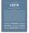 Loryn Personalized Name Meaning Art Prints – Name Stories
