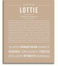 Lottie Personalized Name Meaning Art Prints – Name Stories