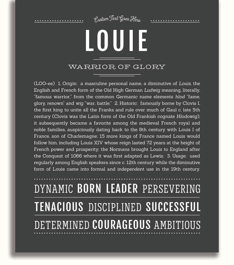 Louie Personalized Name Meaning Art Prints – Name Stories