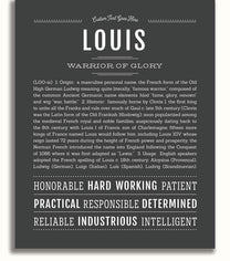 Louis Personalized Name Meaning Art Prints – Name Stories