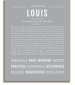 Louis Personalized Name Meaning Art Prints – Name Stories