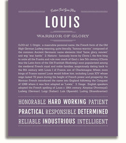 Louis Personalized Name Meaning Art Prints – Name Stories