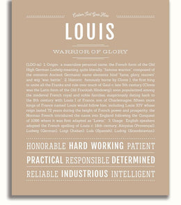 Louis Personalized Name Meaning Art Prints – Name Stories