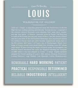 Louis Personalized Name Meaning Art Prints – Name Stories
