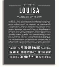 Louisa Personalized Name Meaning Art Prints – Name Stories