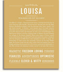 Louisa Personalized Name Meaning Art Prints – Name Stories