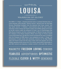 Louisa Personalized Name Meaning Art Prints – Name Stories