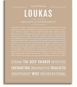 Loukas Personalized Name Meaning Art Prints – Name Stories