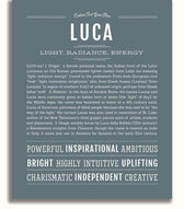 Luca Personalized Name Meaning Art Prints – Name Stories