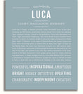 Luca Personalized Name Meaning Art Prints – Name Stories