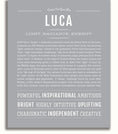 Luca Personalized Name Meaning Art Prints – Name Stories