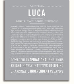 Luca Personalized Name Meaning Art Prints – Name Stories