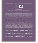 Luca Personalized Name Meaning Art Prints – Name Stories