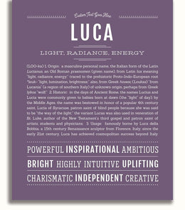 Luca (male) | Name Art Print – Name Stories