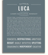 Luca Personalized Name Meaning Art Prints – Name Stories