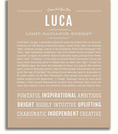 Luca Personalized Name Meaning Art Prints – Name Stories