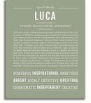 Luca Personalized Name Meaning Art Prints – Name Stories