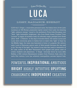 Luca Personalized Name Meaning Art Prints – Name Stories