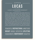 Lucas Personalized Name Meaning Art Prints – Name Stories