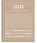 Lucas Personalized Name Meaning Art Prints – Name Stories