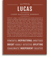 Lucas Personalized Name Meaning Art Prints – Name Stories
