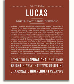 Lucas Personalized Name Meaning Art Prints – Name Stories