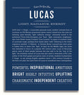 Lucas Personalized Name Meaning Art Prints – Name Stories